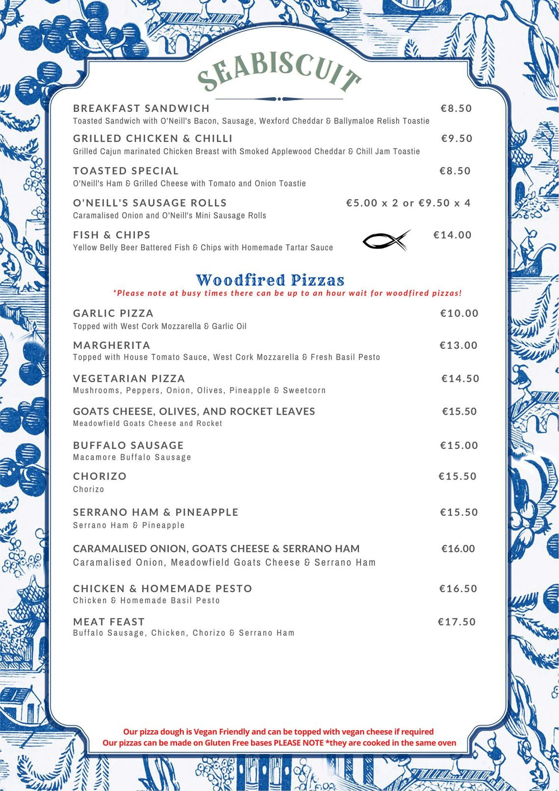 The Strand Cahore | Menus | Wexford